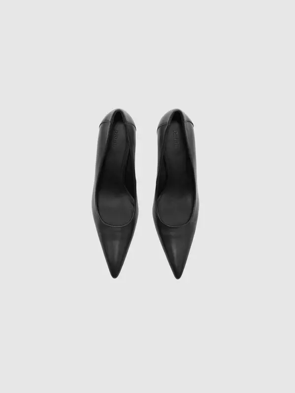 REISS Tilly Leather Pointed-toe Mid-heel Court Shoes
