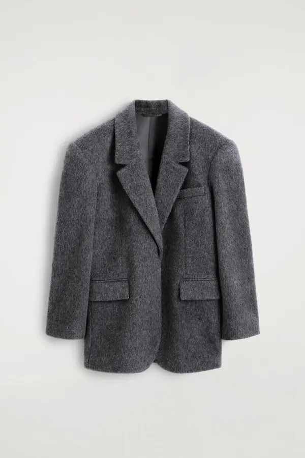 Cos Brushed-wool Blazer - Gray