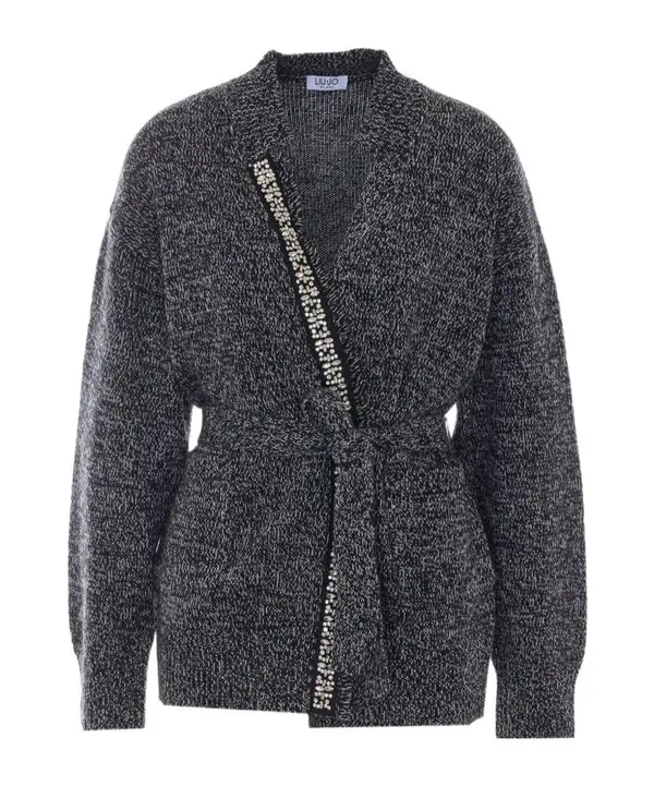 Liu Jo Embellished Belted Cardigan - Grey