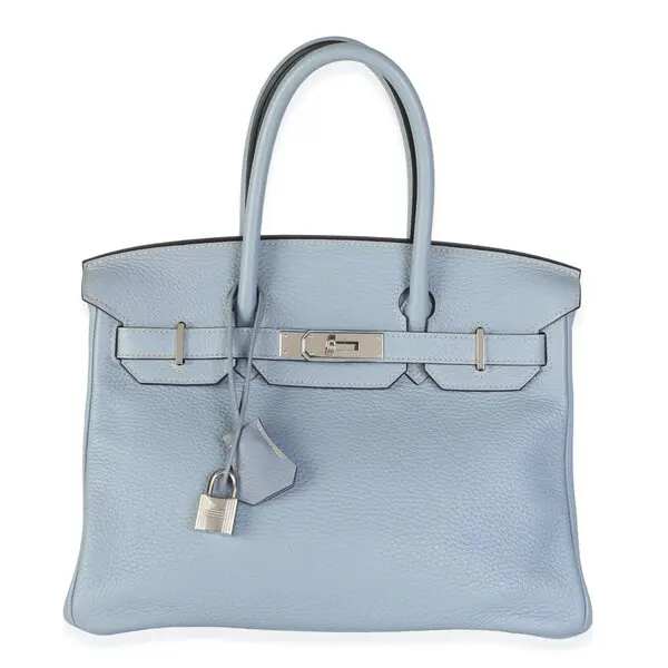 Hermès Bleu Lin Togo Birkin 30 Phw - Blue