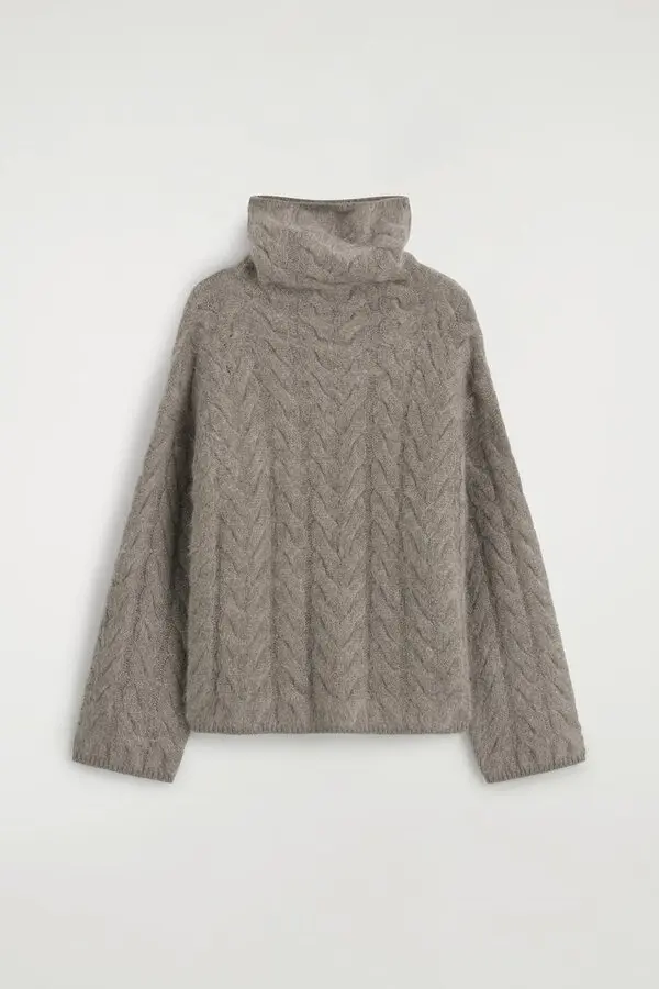 Cos Cable-knit Brushed Pure Cashmere Sweater - Beige