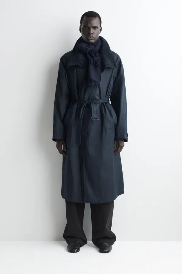 Cos Fringed Cashmere Scarf - Navy