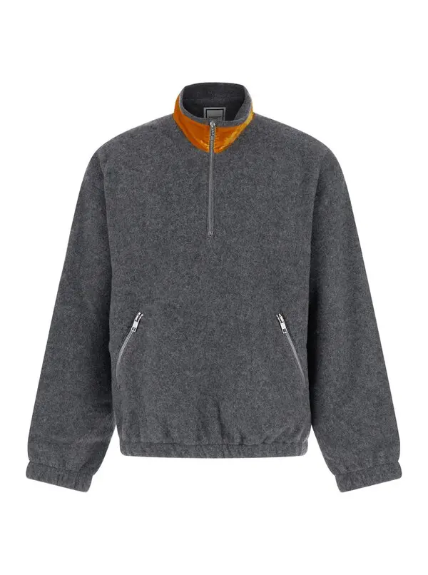 WOOYOUNGMI Wool-blend Long-sleeve T-shirt With Round Neck - Grey