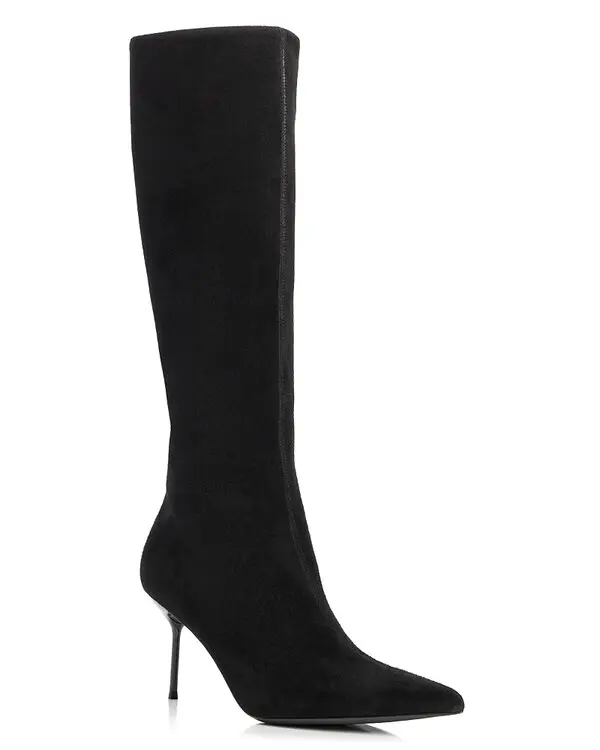 Paris Texas Lidia Suede Knee High Boots - Black