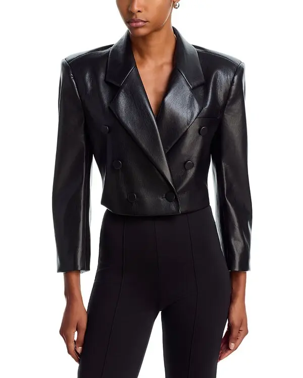 Generation Love Berlina Cropped Faux Leather Blazer - Black