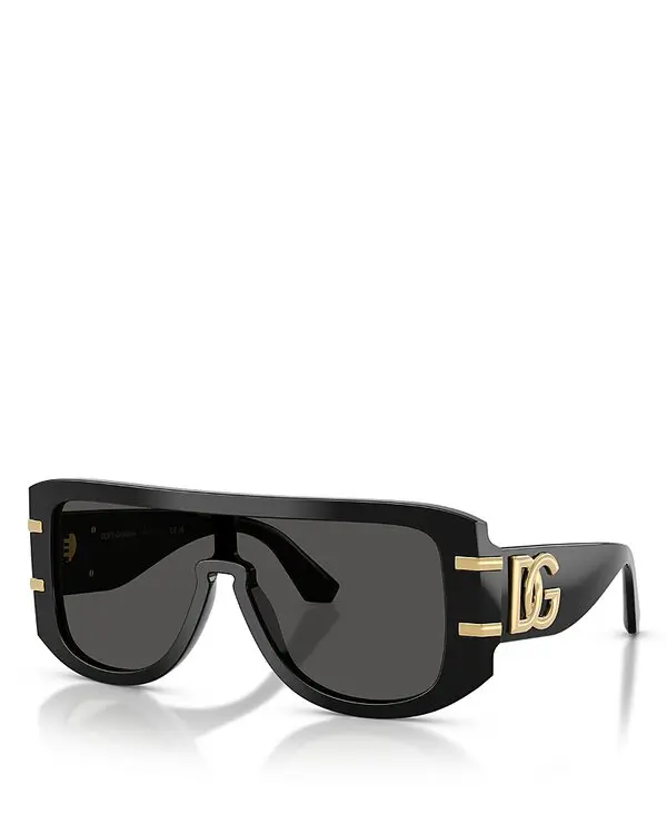 Dolce & Gabbana Rectangular Shield Sunglasses, 127mm - Black