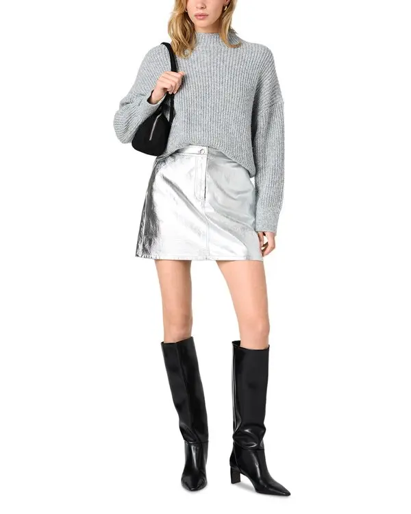 French Connection Elodie Metallic Mock Neck Sweater