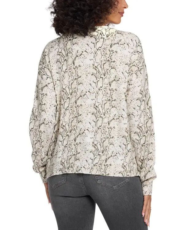 NYDJ Printed V Neck Cropped Cardigan