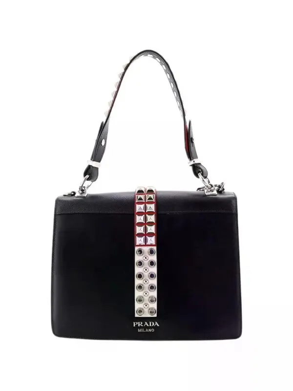 Prada Elektra Shoulder Bag Studded Leather Small Crossbody Bag - Black