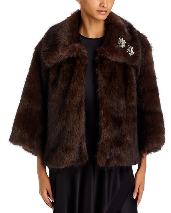 Echo Blair Novelty Faux Fur Jacket - Brown