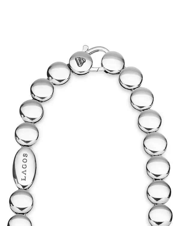 Lagos Sterling Caviar Bubbly Disc Collar Necklace, 16