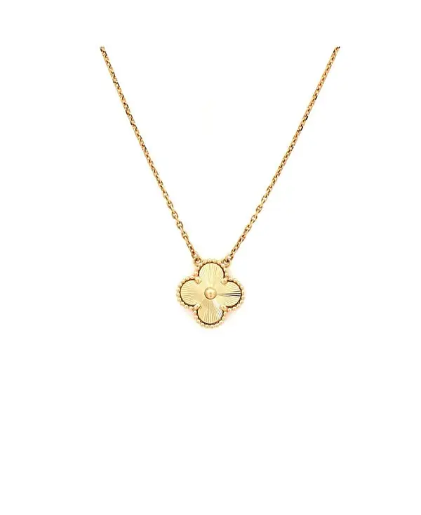 VAN CLEEF & ARPELS Vintage Alhambra Pendant Necklace Guilloche 18k 16.25 - Gold