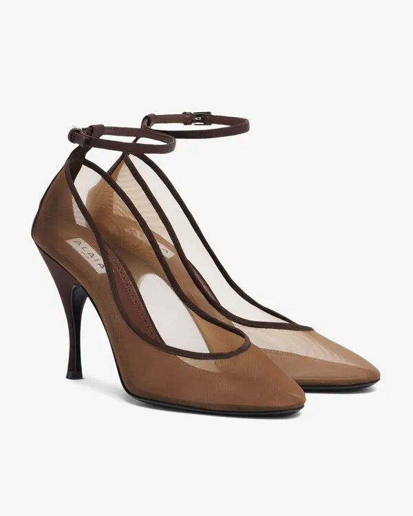 Alaïa Transparent Amber Strappy Pumps
