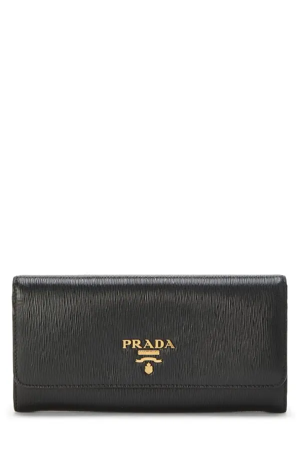 Prada Vitello Move Continental Wallet - Black