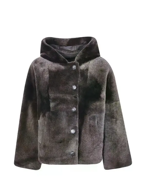 YVES SALOMON Hooded Shearling Jacket - Brown