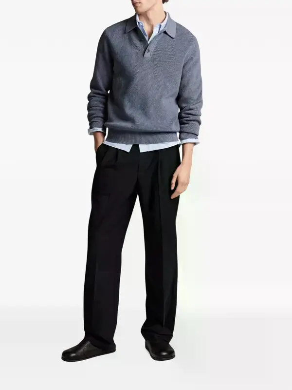 Vince Heirloom Shaker Ribbed-knit Polo - Grey