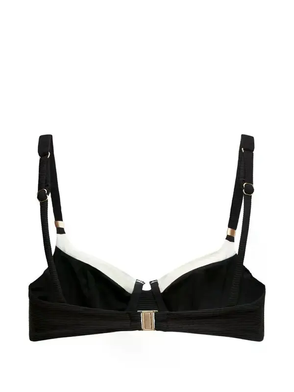 Karl Lagerfeld Ribbed-knit Signature-charm Bikini Top