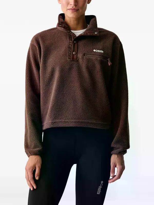 Columbia Helvetia Ii Fleece-texture Logo-patch Sweater - Brown