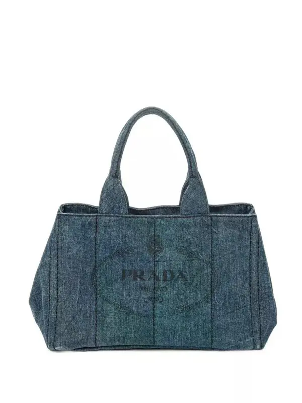 Prada Canapa Logo Tote Bag - Blue