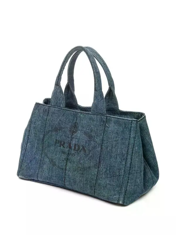 Prada Canapa Logo Tote Bag - Blue