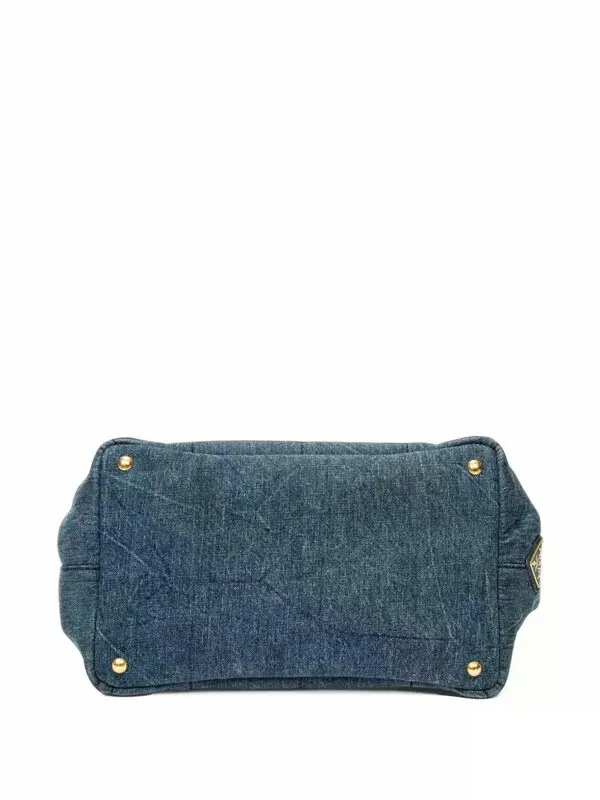 Prada Canapa Logo Tote Bag - Blue