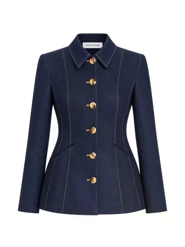 Veronica Beard Button-up Fitted Jacket - Blue