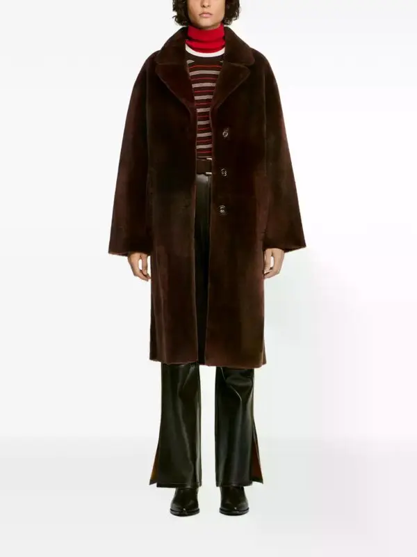 Sandro Belted Shearling Coat
