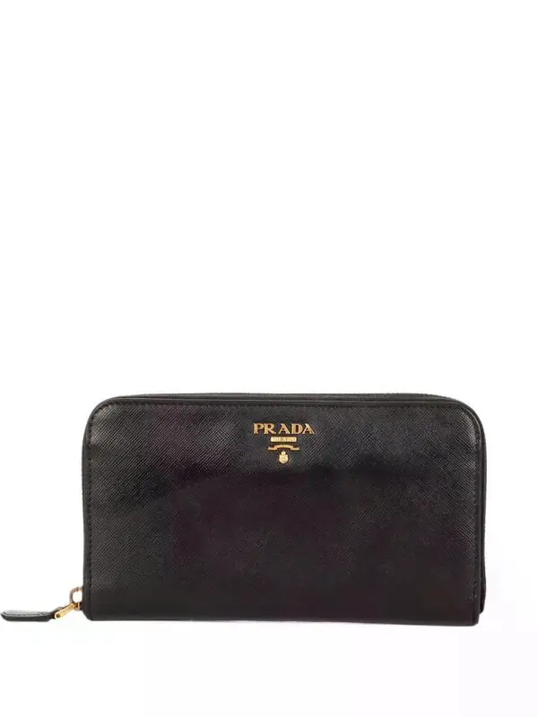 Prada Saffiano Leather Zip-around Wallet - Black