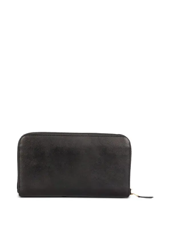 Prada Saffiano Leather Zip-around Wallet - Black