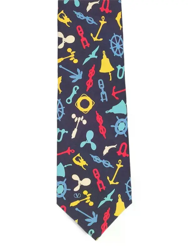Valentino Garavani Nautical-print Silk Tie - Blue