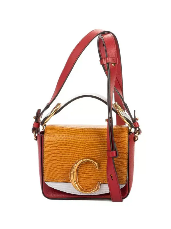 Chloé C Flap Crocodile-embossed Leather Shoulder Bag - Red