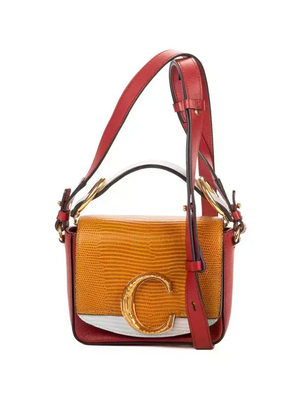 Chloé C Flap Crocodile-embossed Leather Shoulder Bag - Red