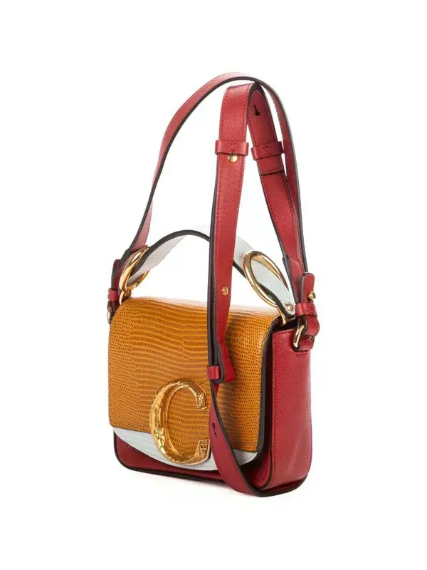 Chloé C Flap Crocodile-embossed Leather Shoulder Bag - Red