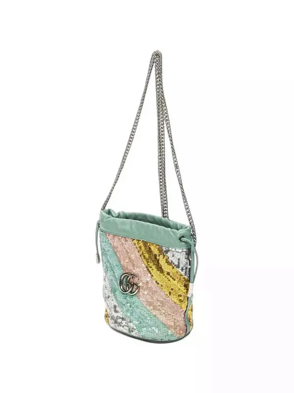 Gucci Small Gg Marmont Sequin-embellished Bucket Bag