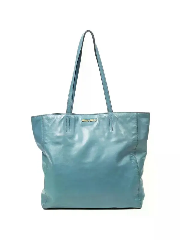Miu Miu Logo-plaque Leather Shoulder Bag - Blue