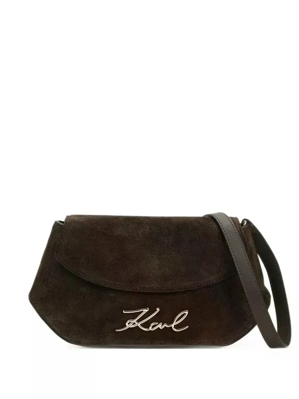 Karl Lagerfeld K/signature Suede Cross Body Bag - Brown
