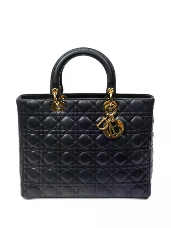 Dior Large Lady Cannage Tote Bag - Black