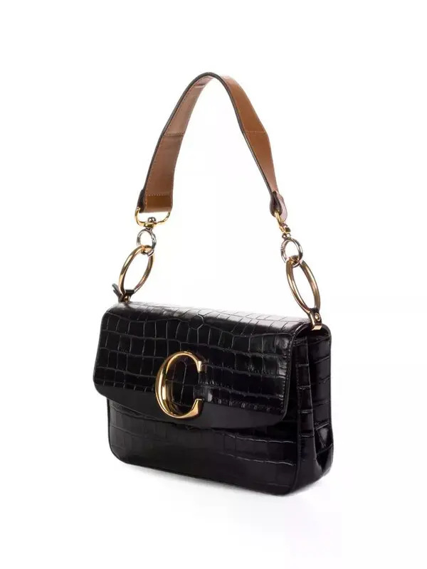 Chloé C Crocodile-effect Shoulder Bag - Blue