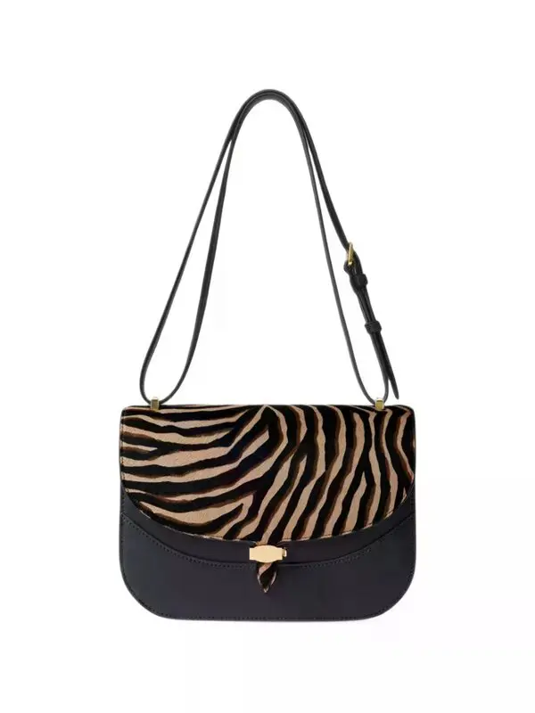 Veronica Beard Ziger Dash Zebra-print Shoulder Bag - Black