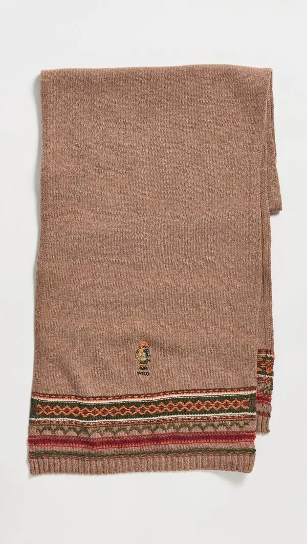 Polo Ralph Lauren Red Rocks Bear Fair Isle Scarf