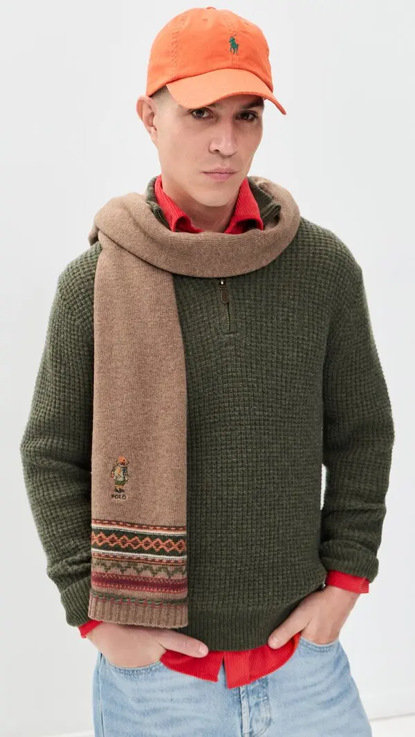 Polo Ralph Lauren Red Rocks Bear Fair Isle Scarf