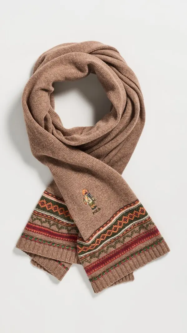 Polo Ralph Lauren Red Rocks Bear Fair Isle Scarf