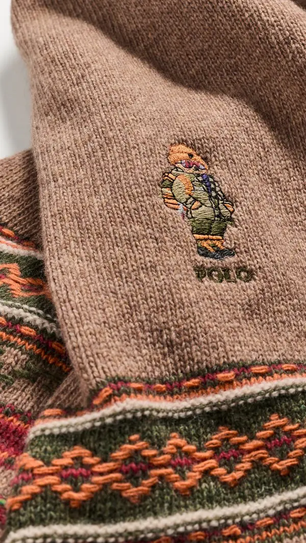 Polo Ralph Lauren Red Rocks Bear Fair Isle Scarf
