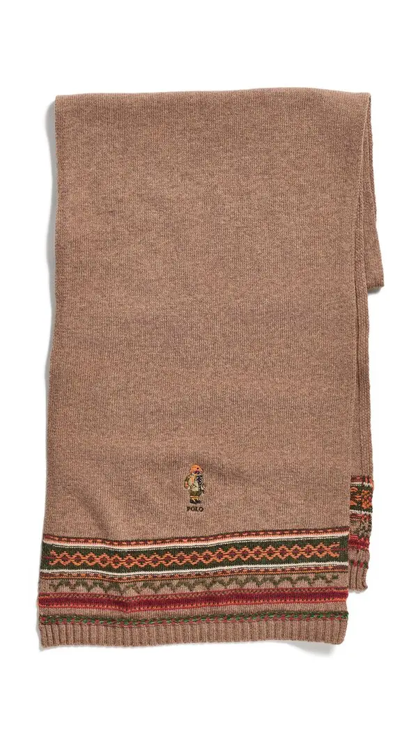 Polo Ralph Lauren Red Rocks Bear Fair Isle Scarf