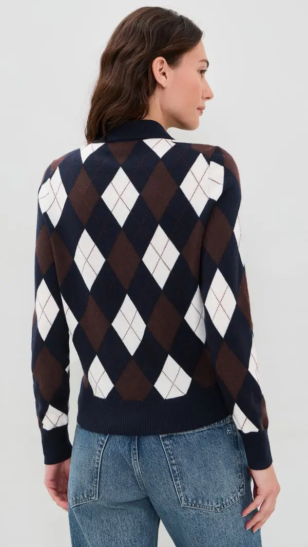 ALEX MILL Long Wool Argyle Placket Polo