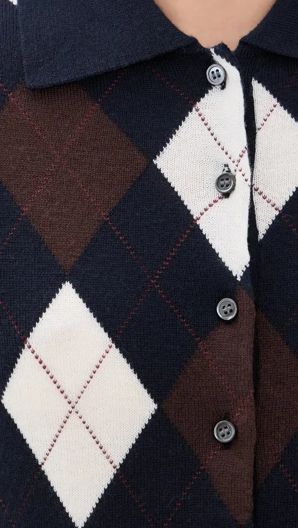 ALEX MILL Long Wool Argyle Placket Polo