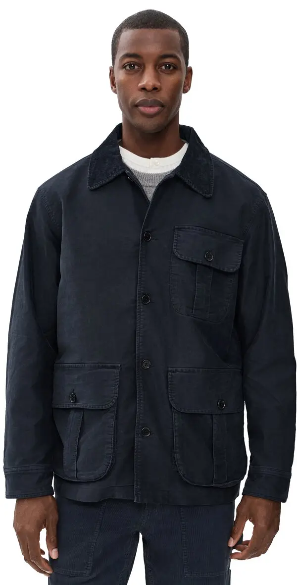 ALEX MILL Hunting Jacket In Moleskin - Navy