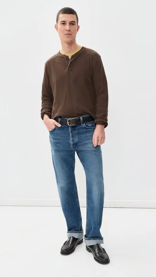 ALEX MILL Waffle Henley Tee
