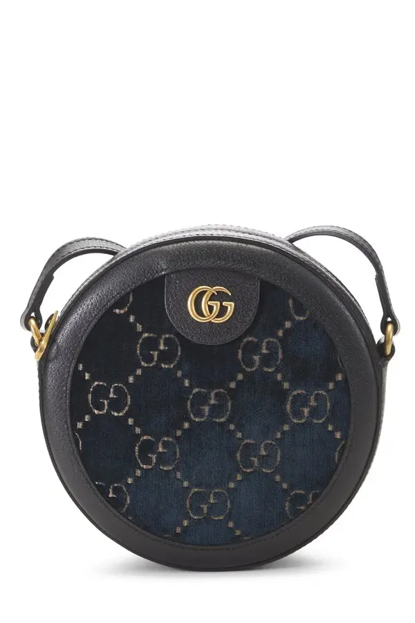 Gucci Gg Velvet Round Shoulder Bag - Blue