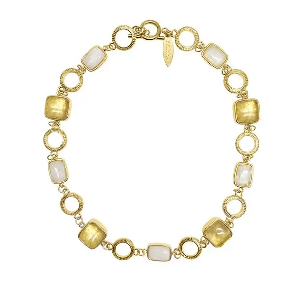 FARRA Prehnite And Moonstone Charms Choker Necklace - Green